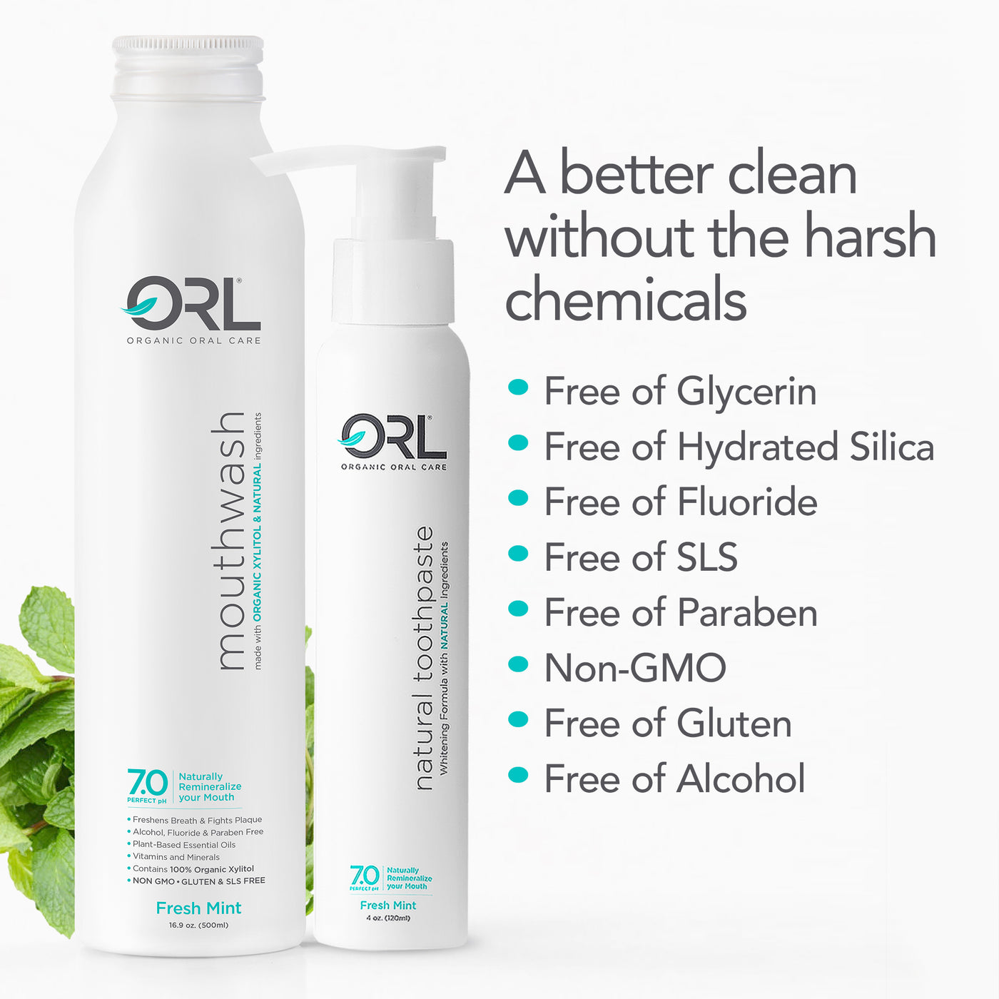 ORL Fresh Mint Bundle | Fluoride-Free Toothpaste & Mouthwash Set